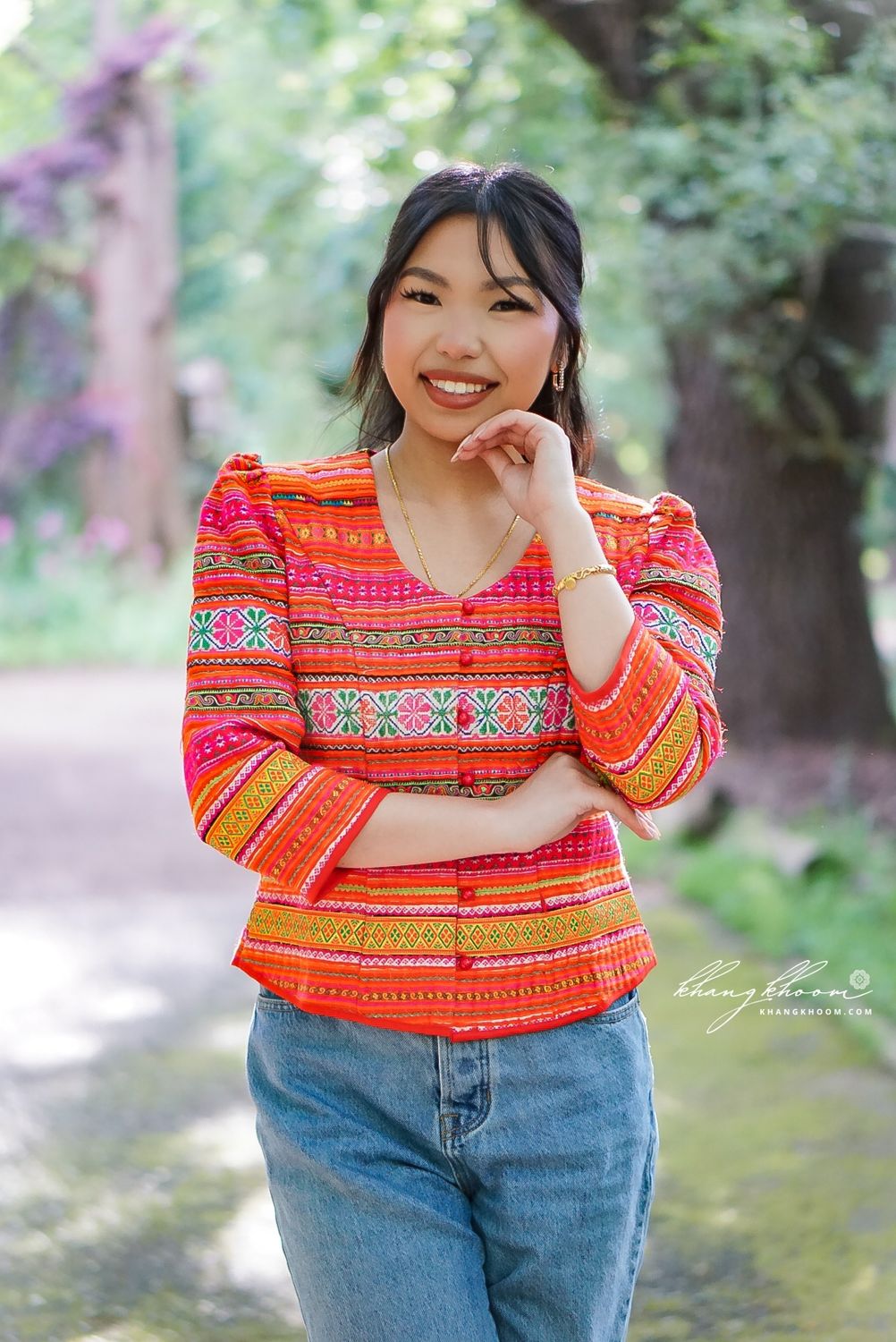 Button Down Hmong Suav Top – Khang Khoom